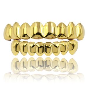 Fashion HipHop Gold Grillz Set, 8 Top Bottom Teeth - Silver lower teeth ...