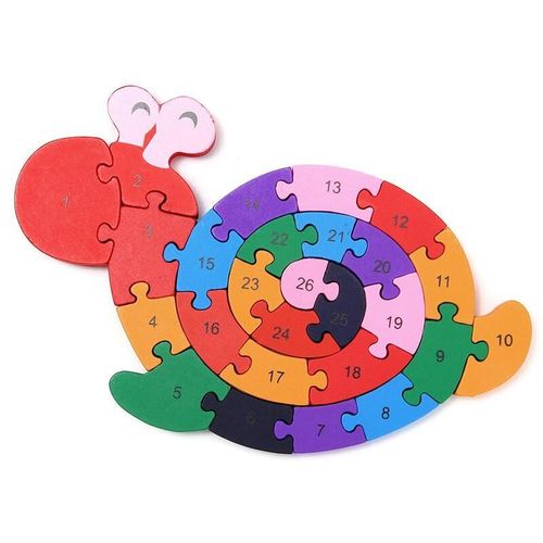 Generic Wooden Snail Shape Puzzle Jigsaw IQ Alphabet Number Blocks Kid ...