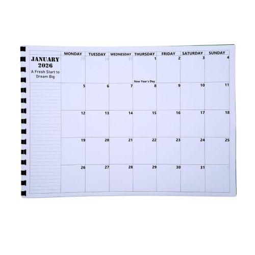 Generic 2026 A4 Monthly Calendar Desktop Planner - 12-Month High ...