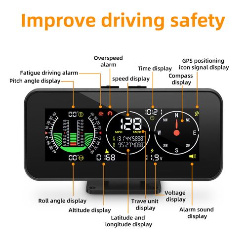 Generic Smart Car HUD Head Up Display Inclinometer Slope Indicator ...