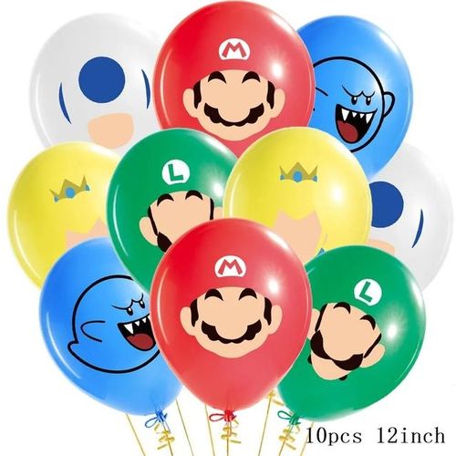 Generic Super Mario Balloons Happy Birthday Banner Bros Luigi Figure ...