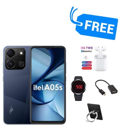 Itel A05s,6.6 INCHES DISPLAY,32GB ROM/2GB RAM,BUDS,WATCH,OTG & RING ...
