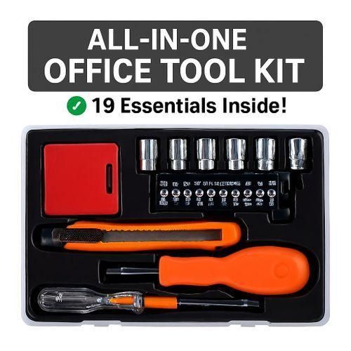 TAIFA 19 Pcs Office Tool Box with Tape Measure, Screwdriver & Utility ...