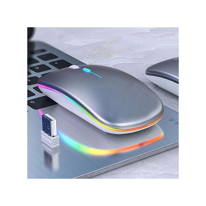 White Label Colorful LED 2.4G Rechargeable Mouse - Silver @ Best Price ...