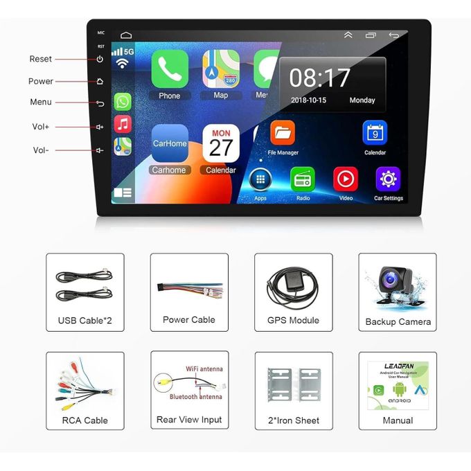 HINZ Android Car Radio, 4+64GB Double Din Touchscreen, FREE Reverse ...