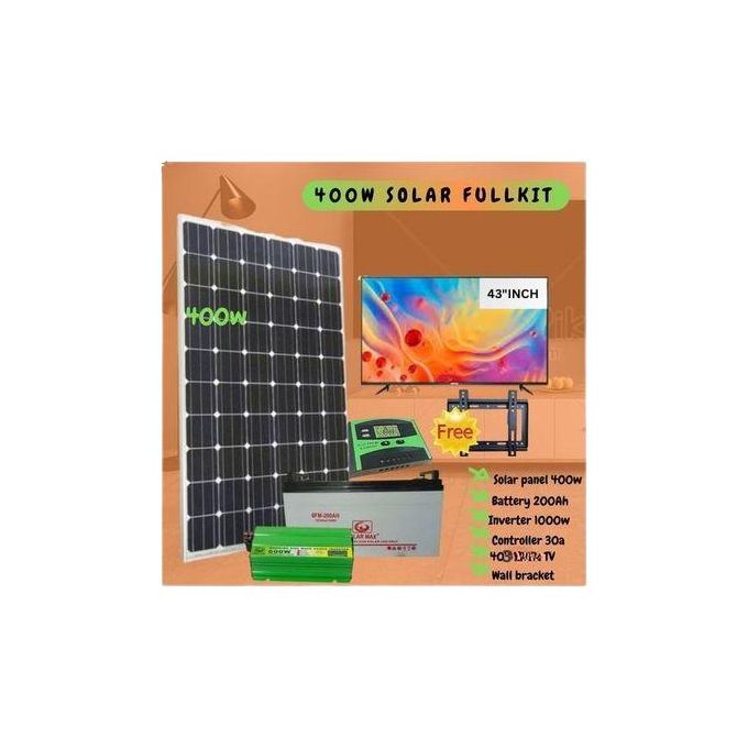 Solarmax 400 Watts Solar Panel Fullkit + Free 43 Inches Digital TV ...