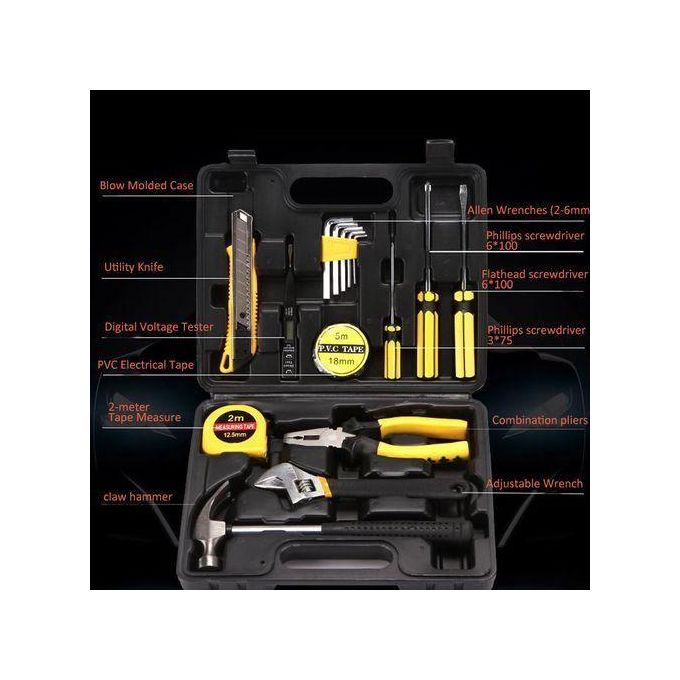 Mythco 16 Pcs Tool Set General Household Hand Kit With Plastic Toolbox ...