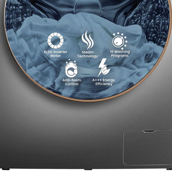 VON VWM-08FVTS Front Load Washing Machine - 8KG - Metal